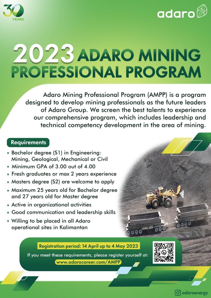 Adaro Mining Professional Program 2023 – Departemen Teknik Sipil dan ...